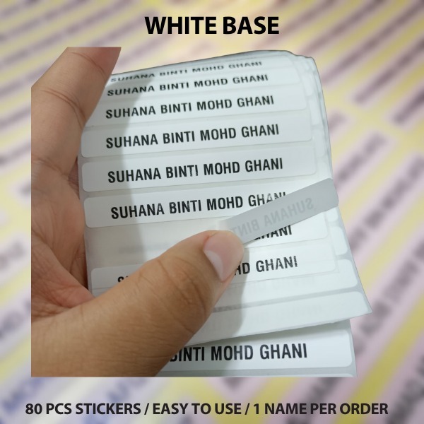 STICKER NAMA TRANSPARENT | STICKER NAMA WHITE BACKGROUND WATERPROOF ...