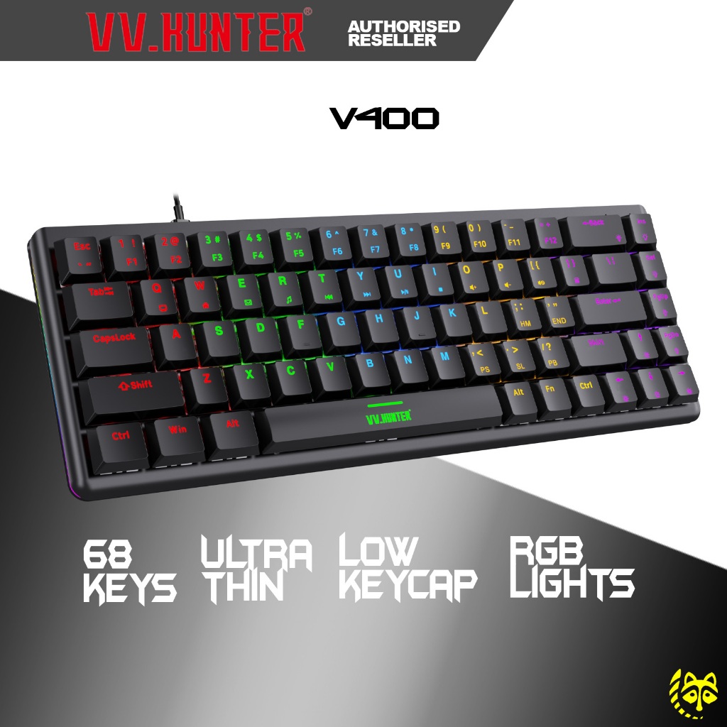 VV.HUNTER V400 68 Keys Super Slim Low Profile Switches RGB Mechanical ...