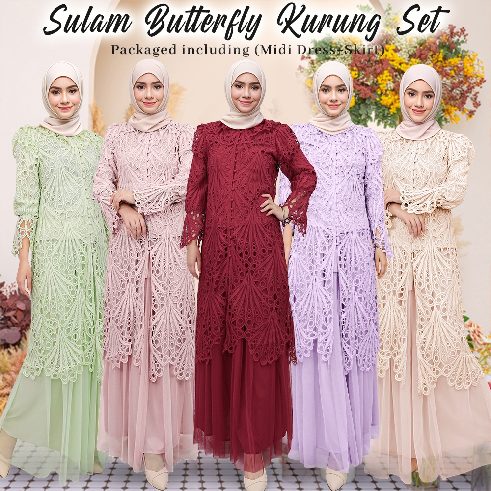 Butterfly BAJU KURUNG Moden Baju KEBARUNG Baju Labuh Sulam Floral ...