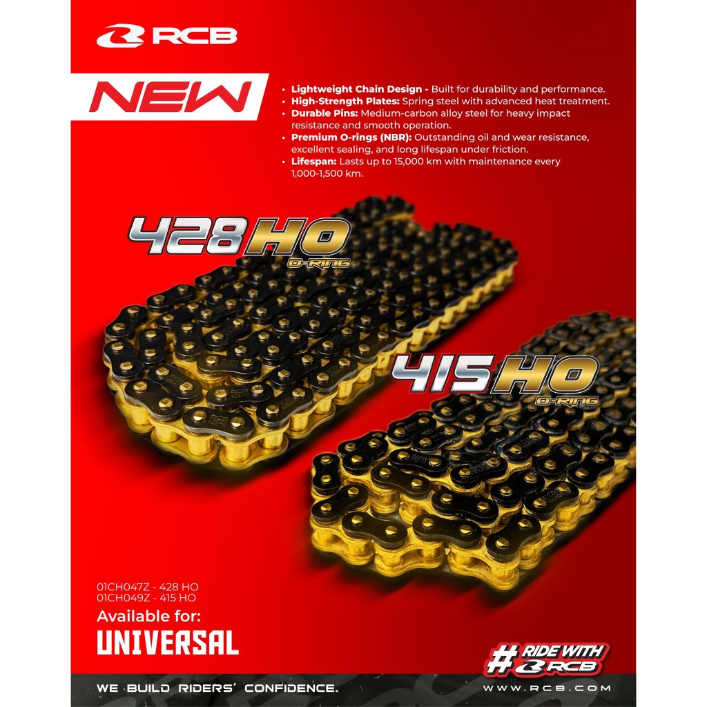 RCB 415HO 428HO 132L HEAVY DUTY BLACK GOLD O-RING SERIES DRIVE CHAIN -2 ...