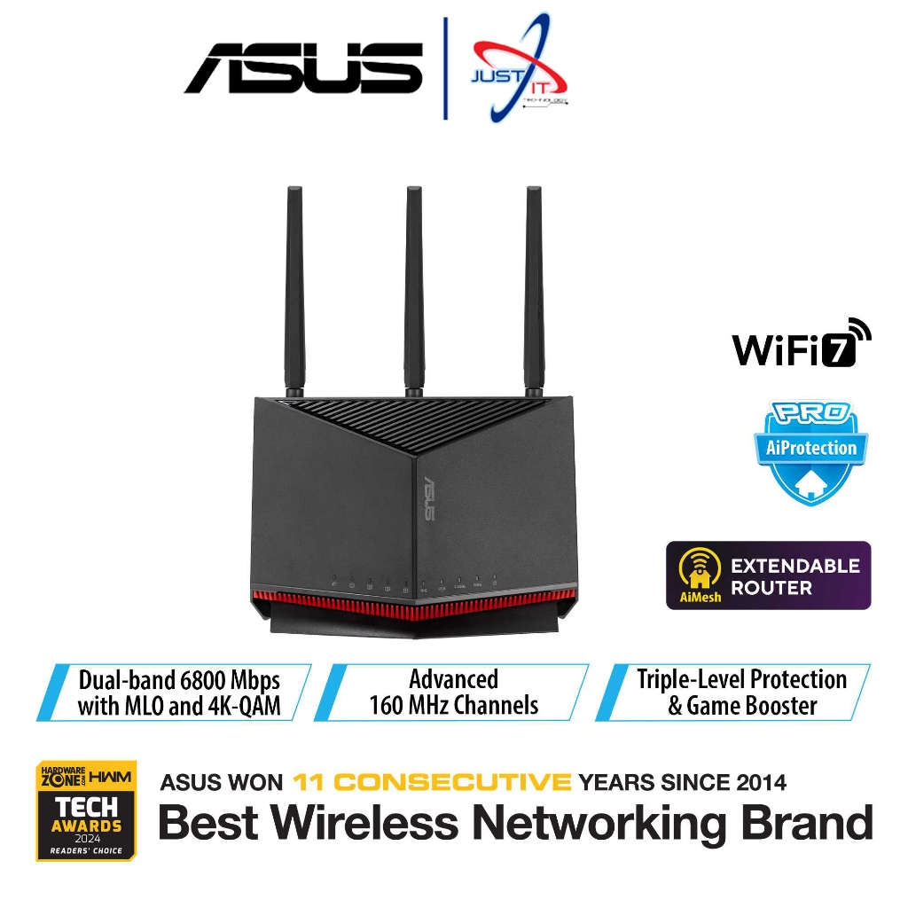 ASUS RT-BE86U BE6800 Dual Band WiFi 7 Gaming Router | Shopee Malaysia