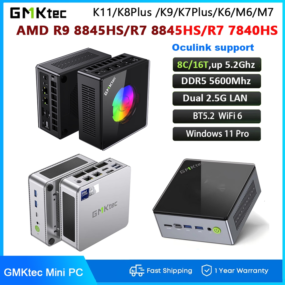 GMKtec K11 Mini PC K8 K9 AMD R9 8945HS DDR5 32G 1T Window 11 BT5.2 WiFi6 Dual LAN Oculink ...