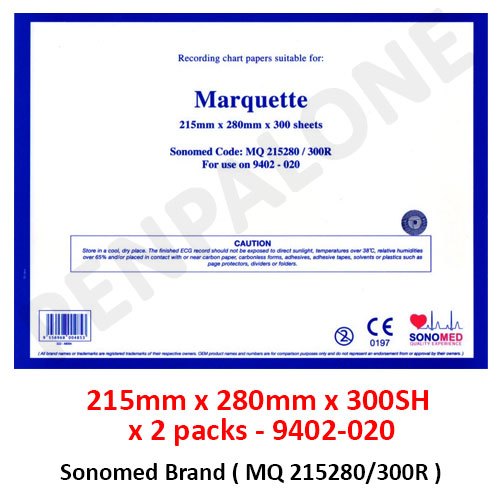 215mm x 280mm x 300SH - 2 pack ECG Paper ( Sonomed Brand ) Marquette ...
