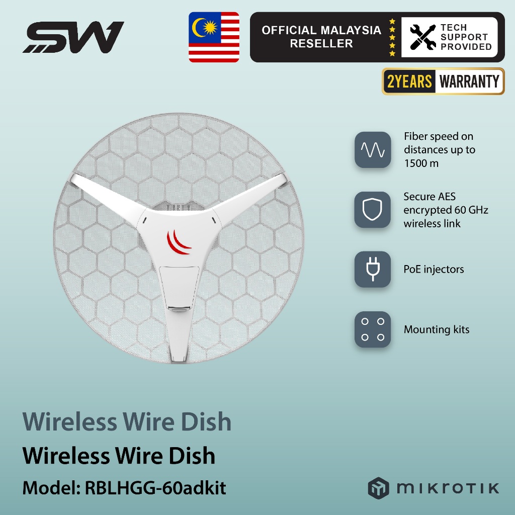 Mikrotik Wireless Wire Dish 2 Gb/s aggregate link up to 1500m+ without ...