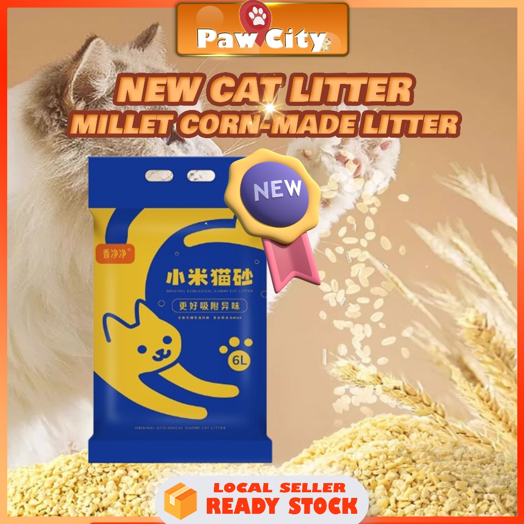 PAWCITY🐱【MILLET CAT LITTER 6L】Flushable Natural Cat Litter Tofu Litter ...