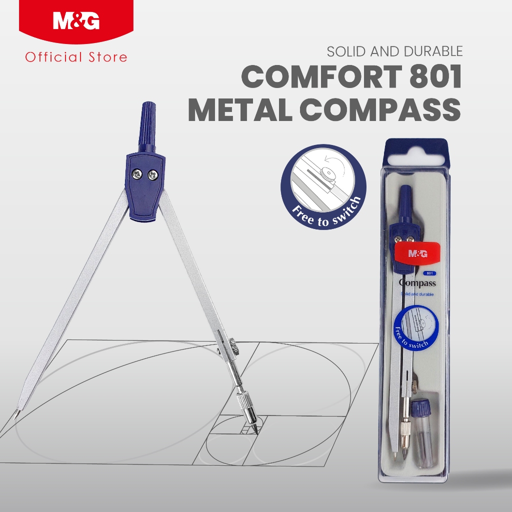M&G Professional Metal Geometry Compass with 3 Free Replacement Leads ...