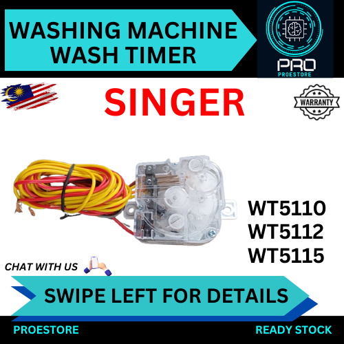 [ORIGINAL] SINGER Wash Timer WT5110 / WT5112 / WT5115 Washing Machine Semi-Auto DXT35DF-G Timer ...