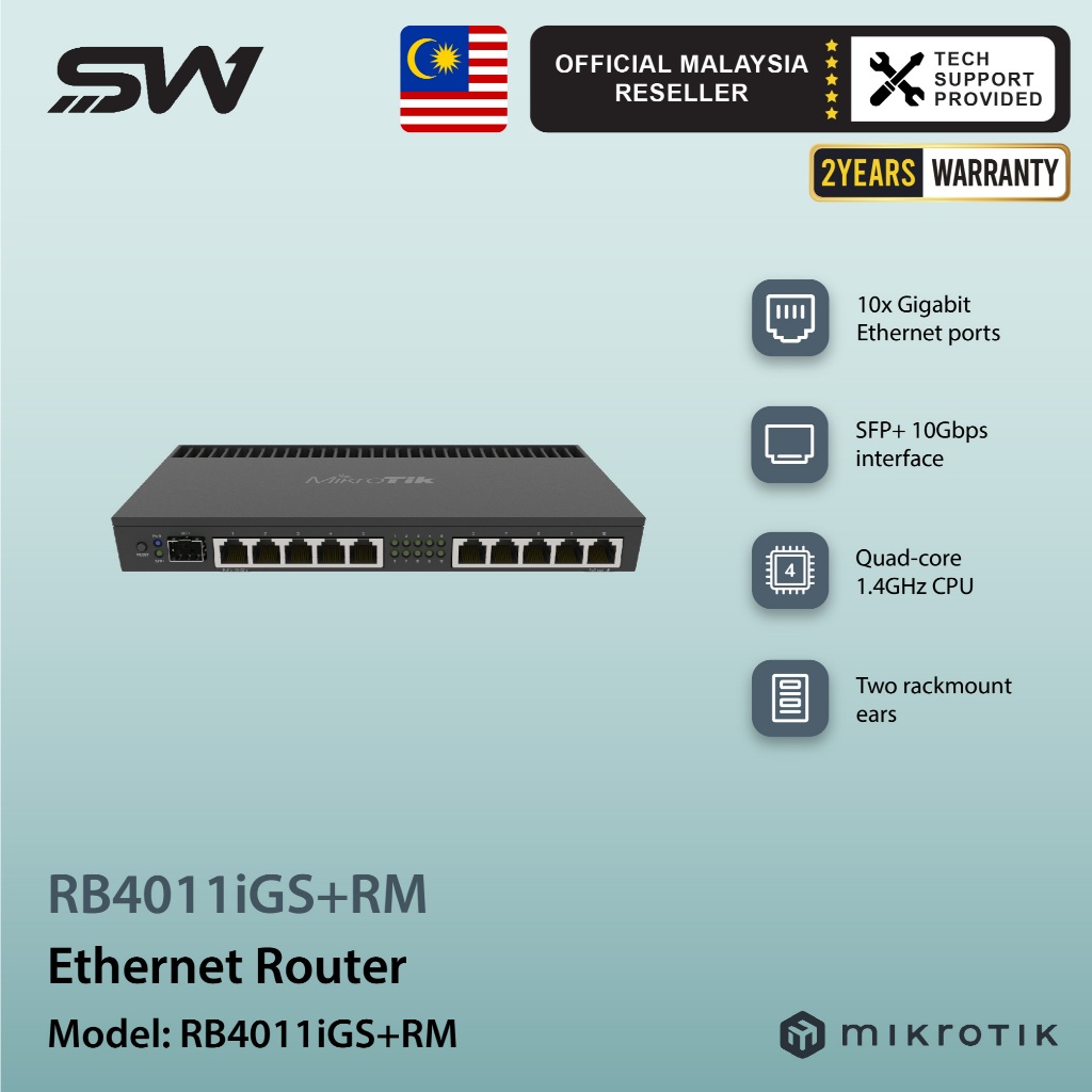 Mikrotik RB4011iGS+RM - Powerful 10xGigabit port router with a Quad ...