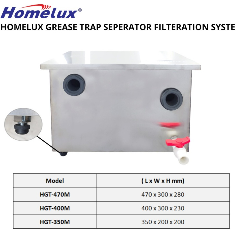 Homelux Commercial Stainless Steel Sink / Grease Trap Separator Filtration System 35CM/40CM/47CM ...
