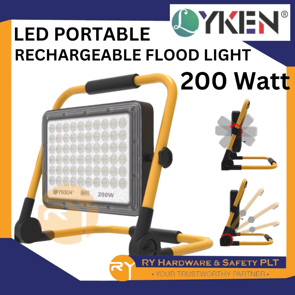 LYKEN Super Bright Heavy Duty Rechargeable & Portable LED Flood Light ...