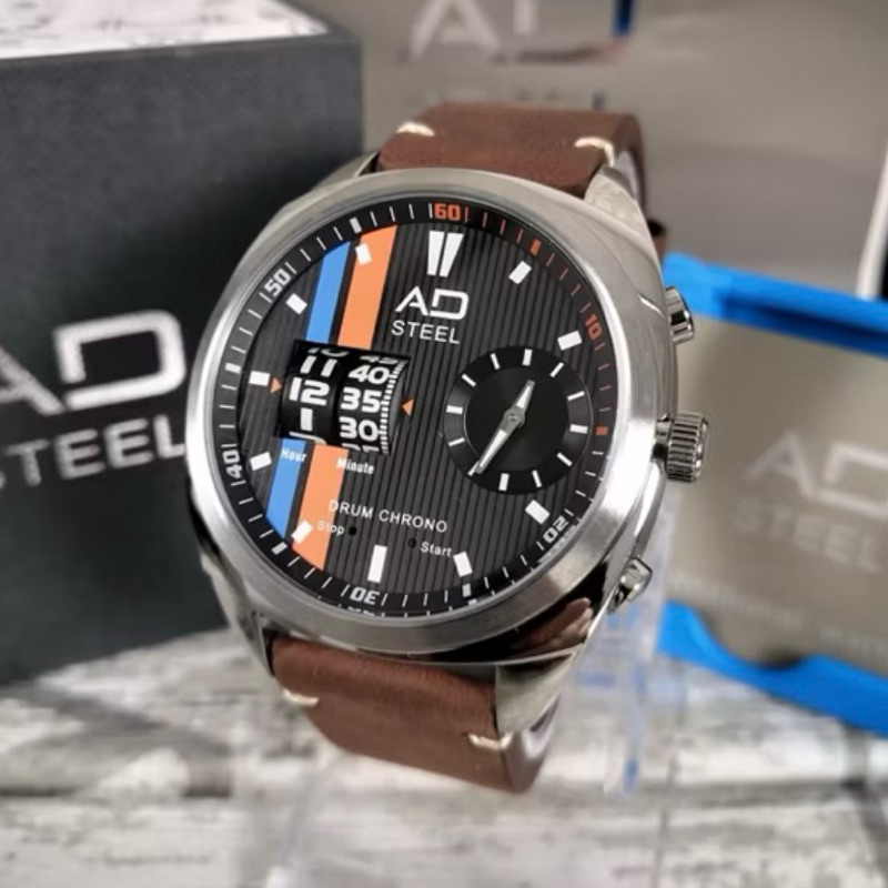 Original AD STEEL Men Watch Analog/ Drum Roller 8008 316stainless steel ...