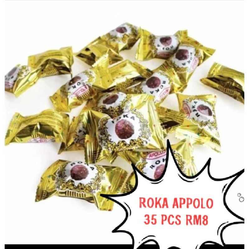 35 pcs ROKA APOLLO CHOCOLATE/BISKUT BERSALUT COKLAT N BADAM/JAJAN VIRAL ...