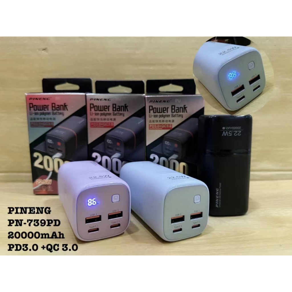 ORIGINAL Pineng PN-739 20000mAh Power Bank Super Mini Power Bank ...