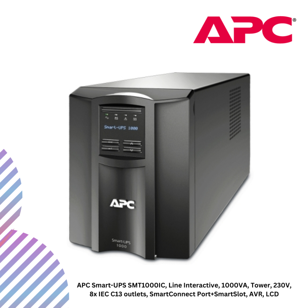 APC Smart-UPS SMT1000IC, Line Interactive, 1000VA, Tower, 230V, 8x IEC C13 outlets, SmartConnect ...