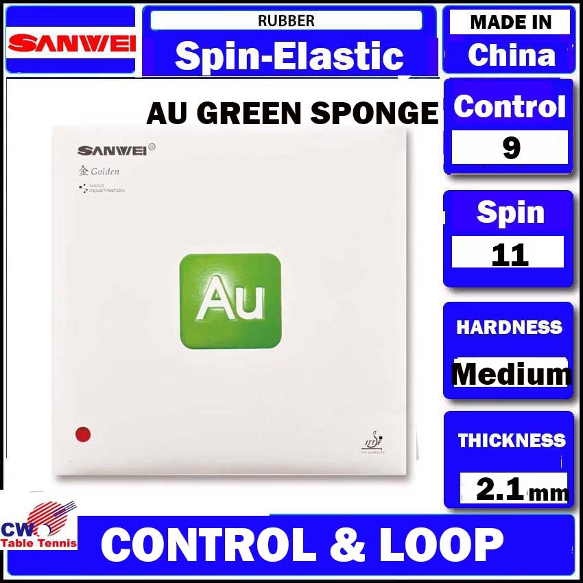 SANWEI AU Green Ping Pong Ball Rubber, Ultra Light and Astringent ...