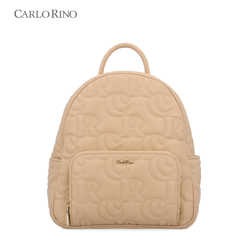 Carlo Rino CR Sculpted Monogram Backpack - Brown | Shopee Malaysia