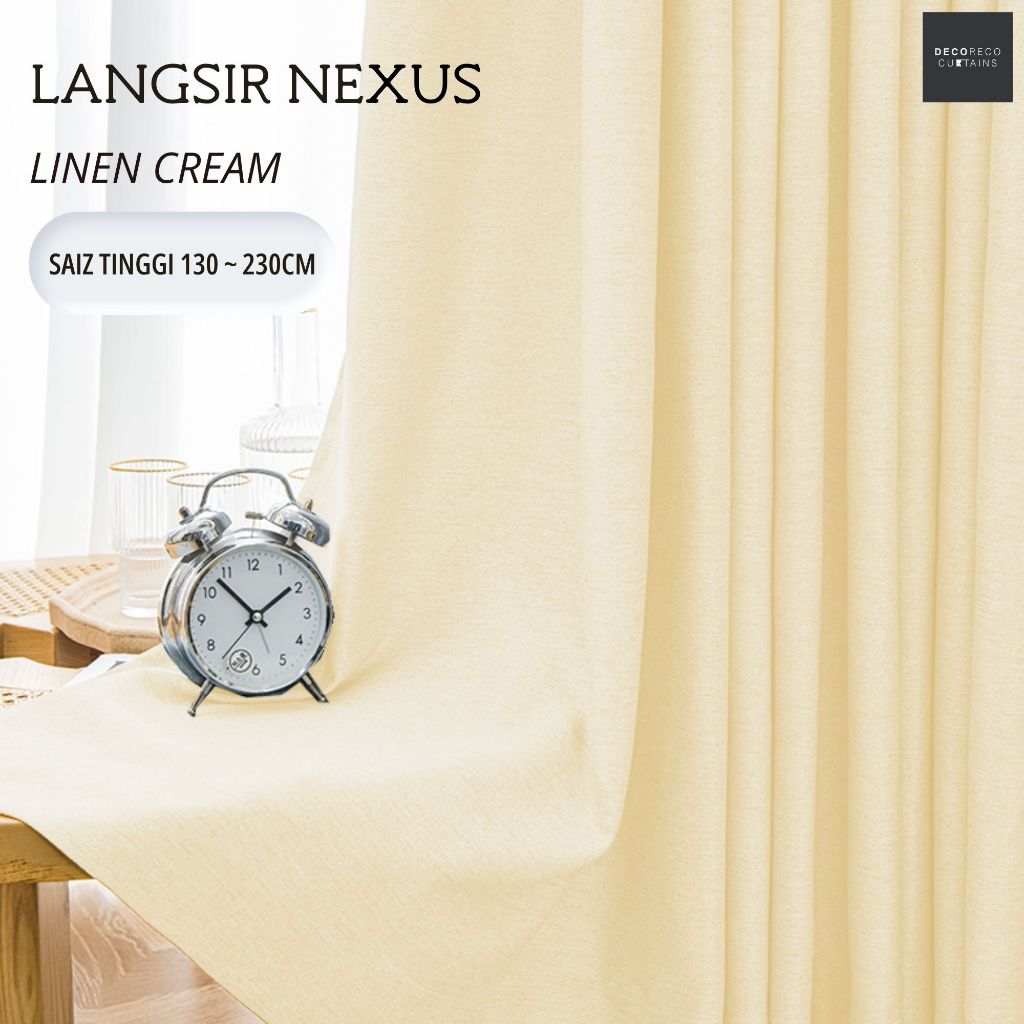 NEXUS Langsir 80% Blackout Colour Cream Anti Cakar Siap Jahit Hook ...