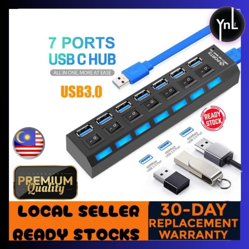 SB 3.0 HUB Multi USB Splitter USB 3 Hab Use Power Adapter Hub USB 3.0 7 Port Expander PC ...