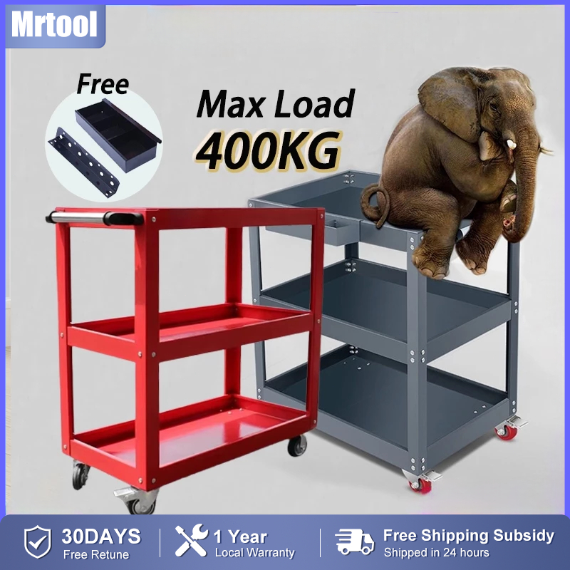 Troli tugas berat troli 3 Layers Service Cart Metal Steel Tool Cart ...