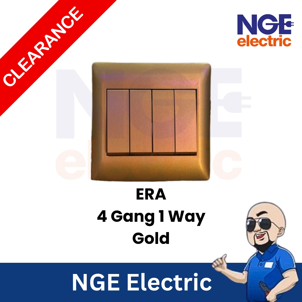 {CLEAR STOCK} ERA 4 Gang 1 Way Socket Modern Switch Design Wall Switch ...