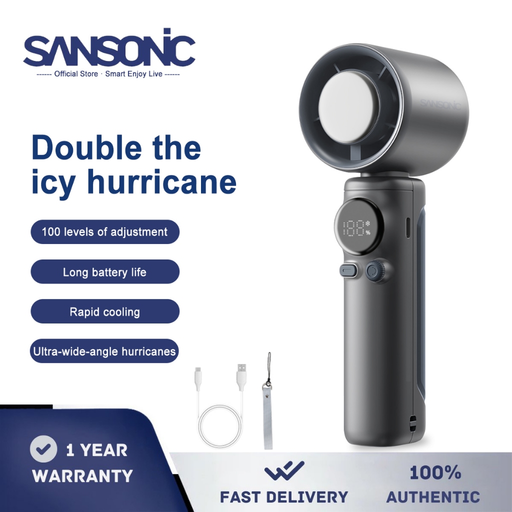 SANSONIC Handheld Mobile Fan Adjustable High Wind Speed Quiet Work Wide ...