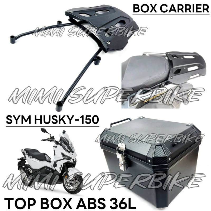 SYM HUSKY150 HUSKY 150 ALLOY TOP BOX CARRIER HEAVY DUTY & TOP BOX ABS ...