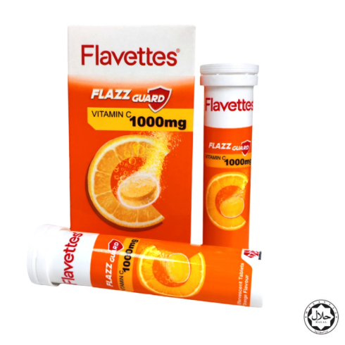 Flavettes FLAZZ GUARD Vitamin C 1000mg (Orange Flavour) Eff Tablet (15 ...