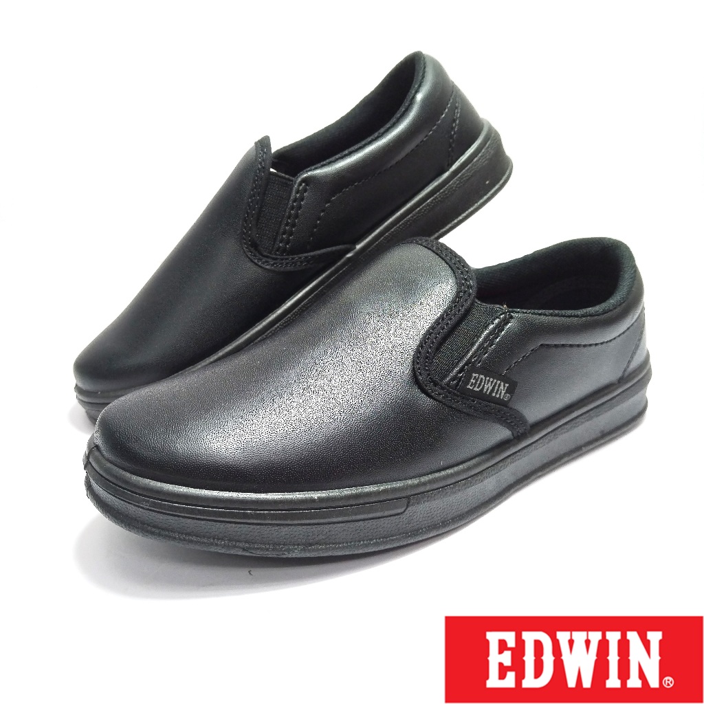 EDWIN children pvc slip on school back shoes water resistant | kasut sekolah hitam EDWIN EW-3010 ...