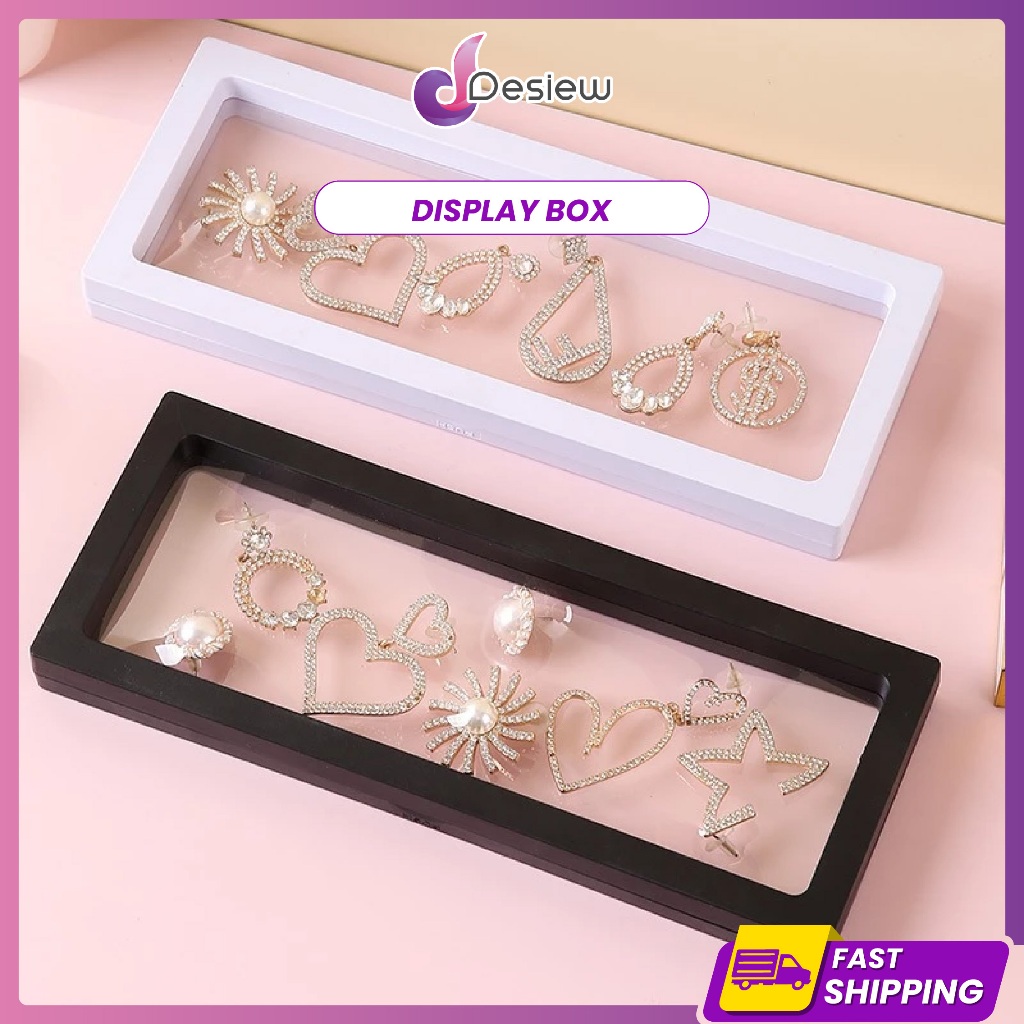 Display Box 9x23cm Black White Kotak Stand Storage Ring Necklace Card ...