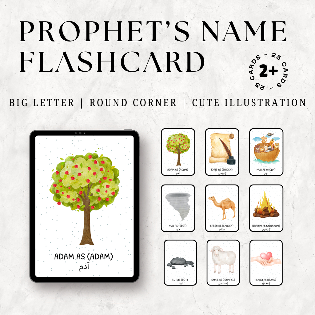 25 Prophets in Islam Flashcards, Islamic Kids Cards, Nama Nama Nabi, 25 ...