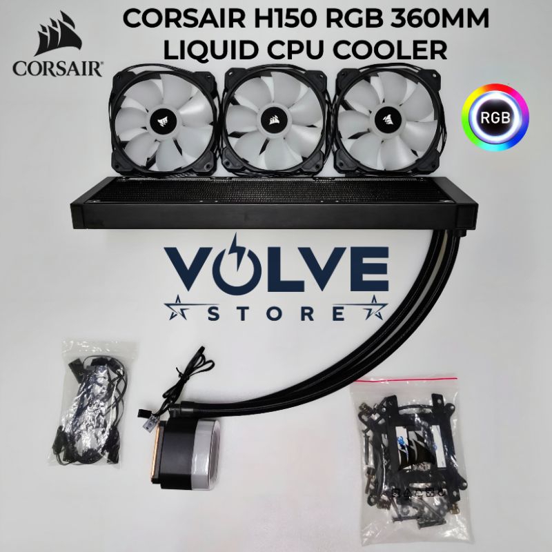 Corsair H150 RGB Liquid AIO CPU Cooler 360mm Black | USED | Shopee Malaysia