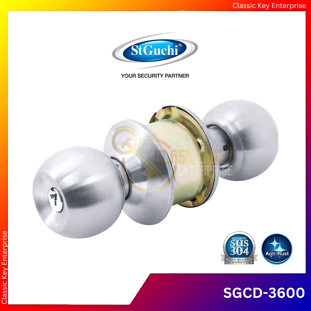 St Guchi Door Knob Cylindrical Lock SGCD-3600 SUS304 Stainless Steel ...
