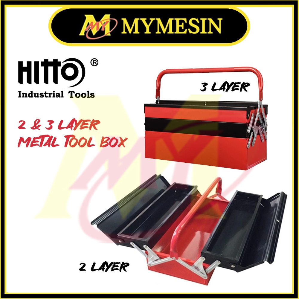 HITTO 2 & 3 Layer Tool Box Metal Tool Box Kotak Besi Storage Organizer ...