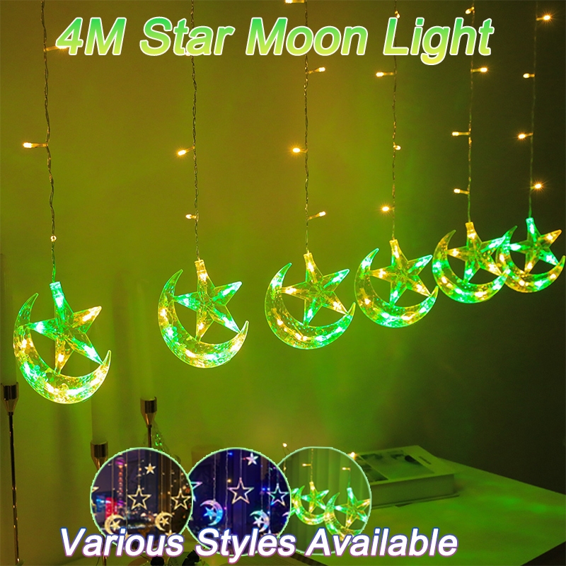 5Meter Star Moon Lampu raya LED Fairy lights outdoor LED Curtain Lamp ...