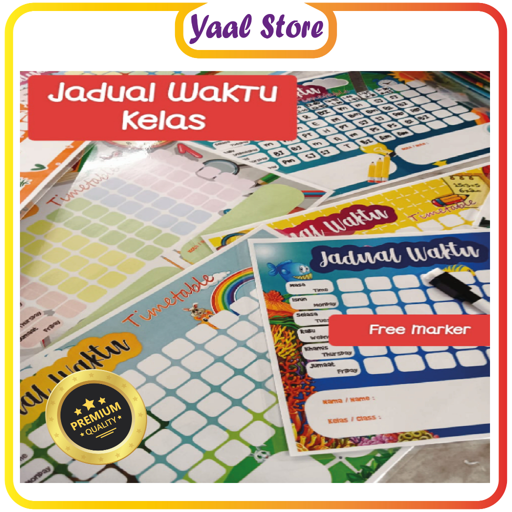 Jadual Waktu Kelas Boleh Padam Dan Ubah Laminate Size A4 / School Time ...
