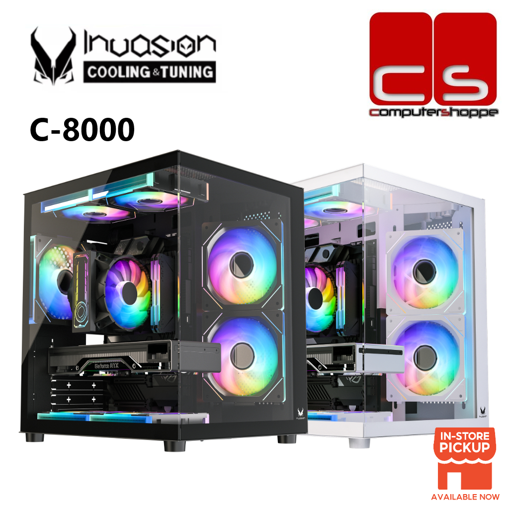 Invasion C-8000 Tempered Glass Compact M-ATX PC Case (AURORA FAN ...