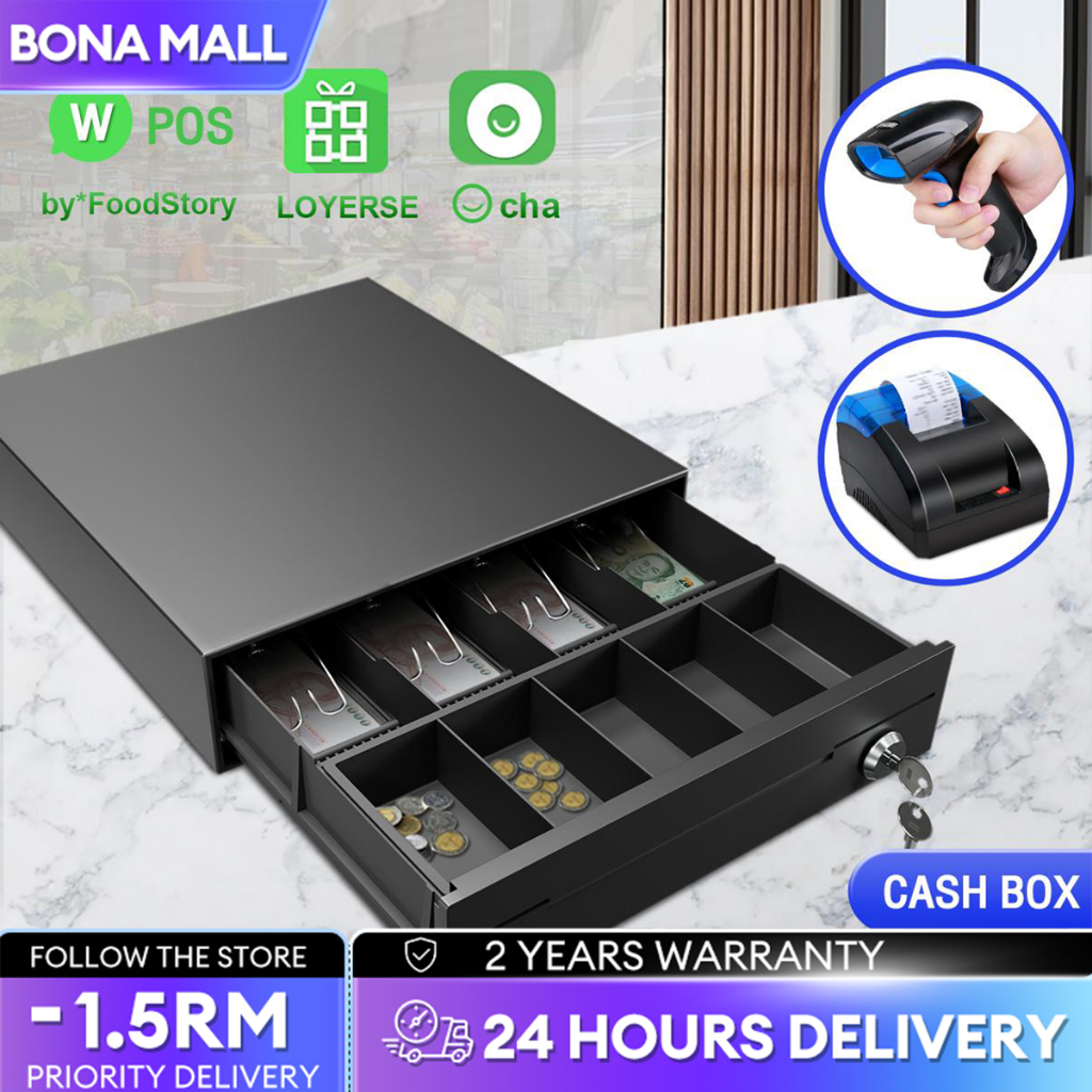 Cash Drawer Box with Key Lock Tray Money Box Cashier Machine tabung ...
