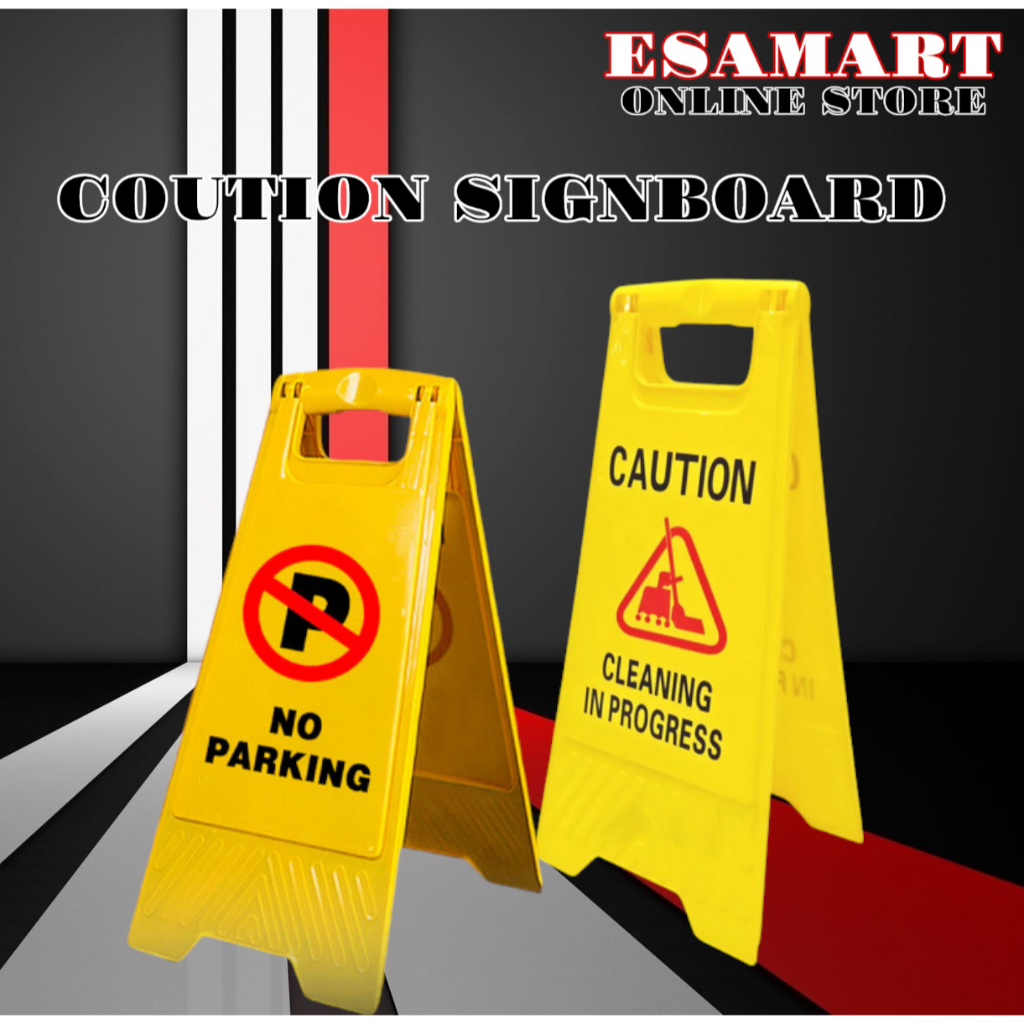 Caution Signboard Yellow Foldable Floor Sign Board Stand / Plastik ...