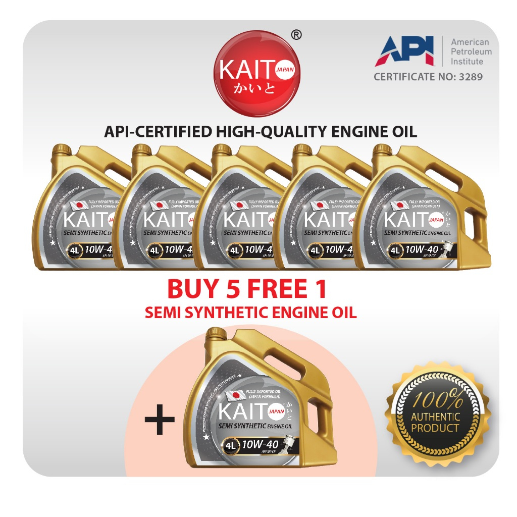 Kaito Japan 10W-40 Semi Synthetic Engine Oil SP-CF | Buy 5 Get 1 Free ...