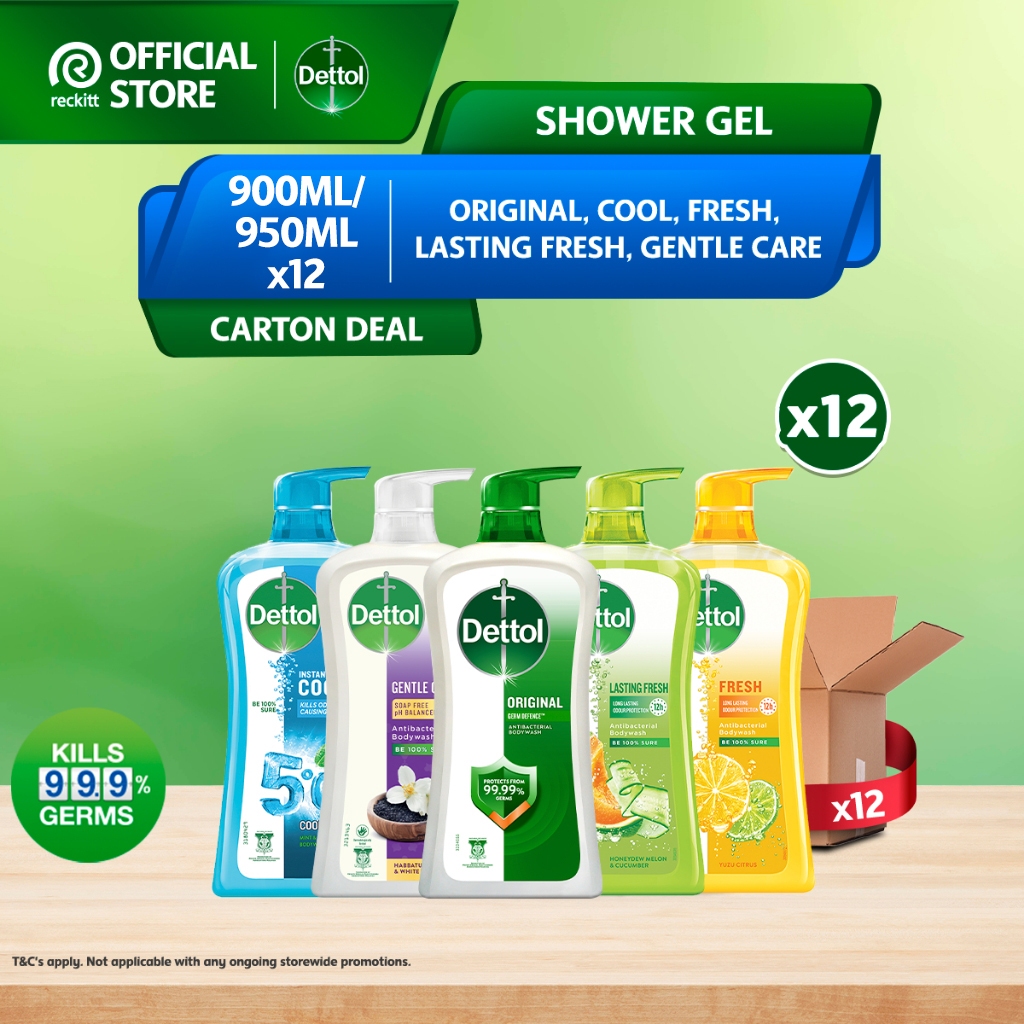 Bundle of 12 - Shower Gel Body Wash Dettol Assorted Variant 900/950ML ...