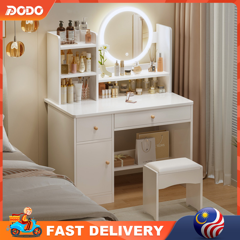 Dressing Table with Mirror LED Meja Solek Murah Meja Makeup table Desk ...
