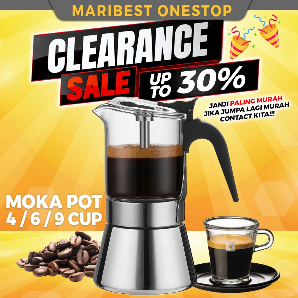 CLEARANCE Moka Pot Coffee Maker Steel Moka Pot Glass Moka Pot Cofee ...
