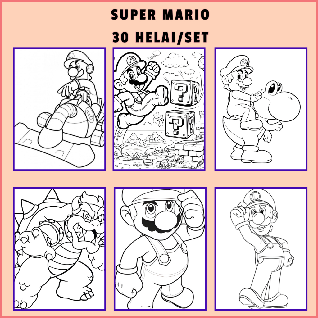 30 HELAI Kertas Mewarna Kanak Kanak Colouring Pages For Kids Super ...