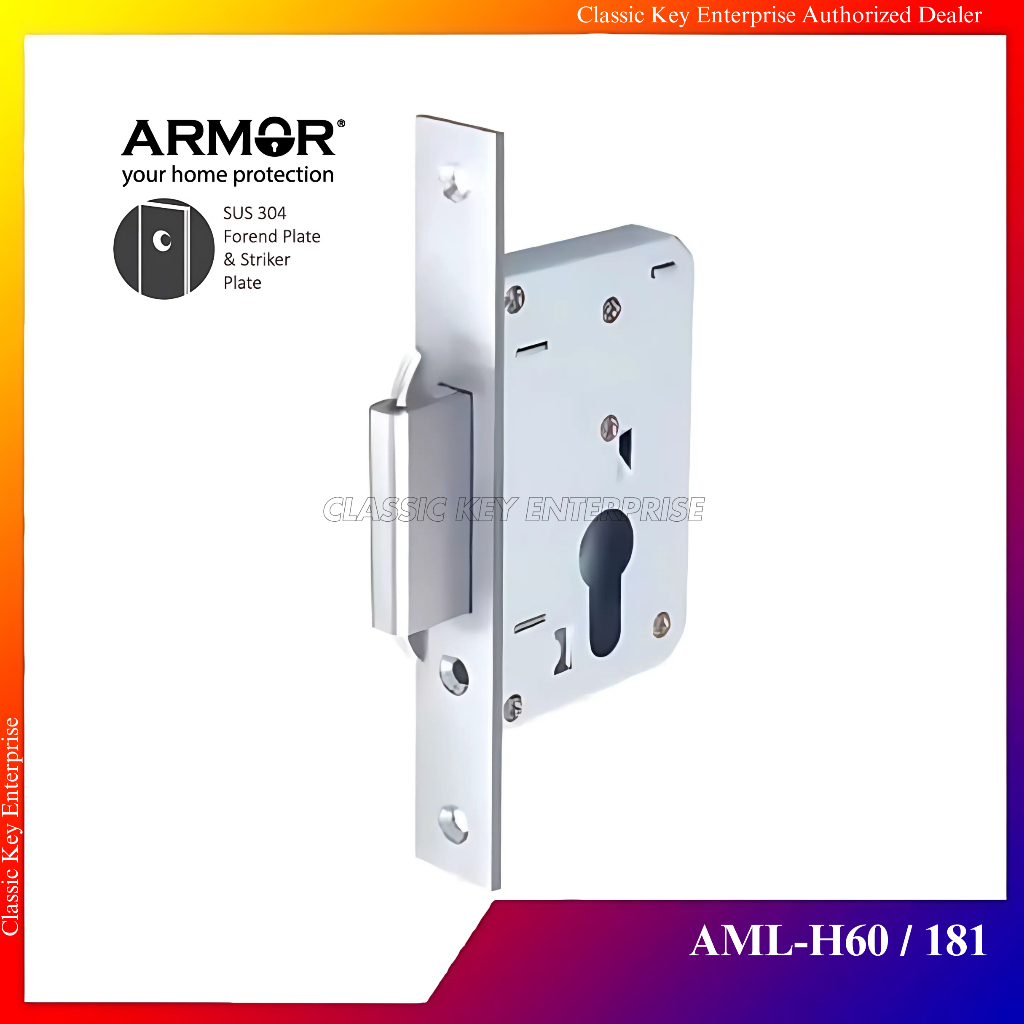 ARMOR AML-H60 STAINLESS STEEL MORTISE SLIDING DOOR LOCK DOUBLE HOOK ...
