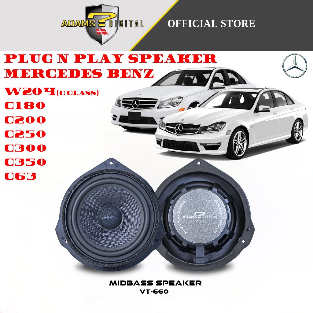 Adams Digital Mercedes Benz W204 C CLASS Plug and Play Midbass Speaker ...