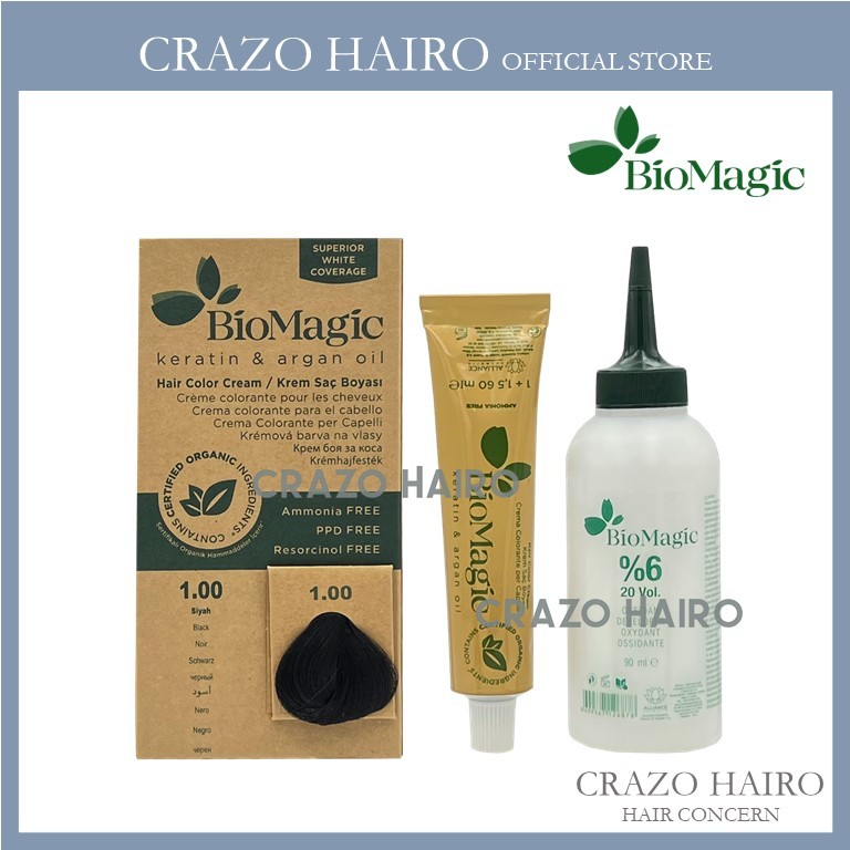 BioMagic Bio Magic Keratin & Argan Oil Hair Dye Color Cream 90ml + 60ml ...