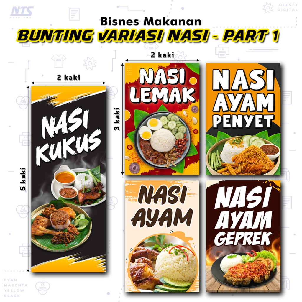 READY DESIGN PART 1 BUNTING NASI LEMAK / NASI KUKUS / NASI AYAM ...