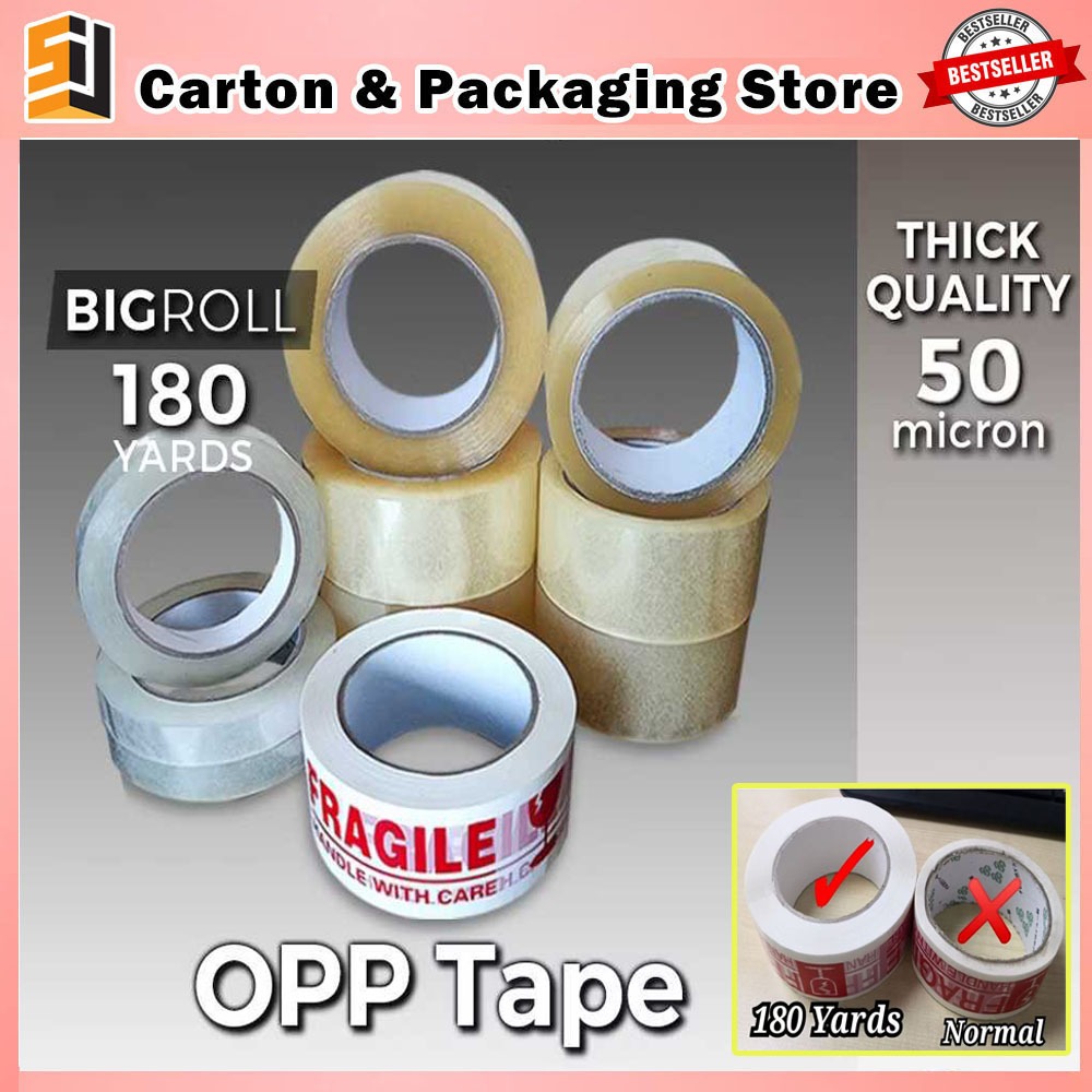OPP Tape 48mm x 180 yard Packaging Fragile Tape Stationery Tape ...