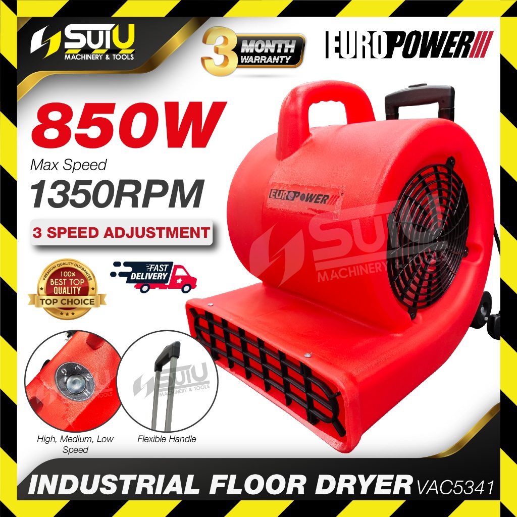 EUROPOWER VAC5341 / VAC-5341 Industrial Floor Dryer with Handle 850W ...