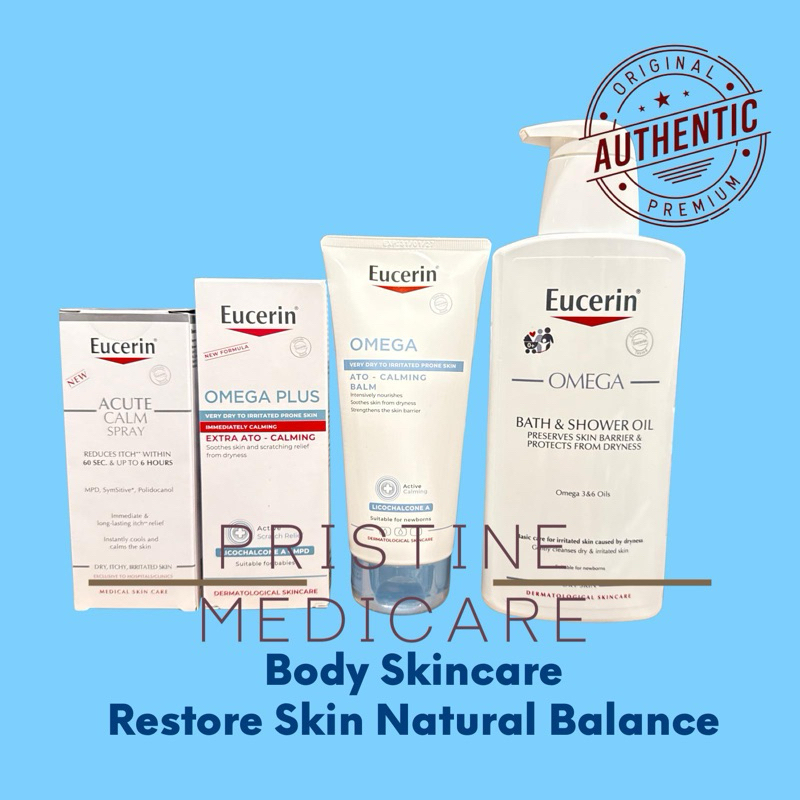 Eucerin Omega Acute Care Cream Omega Balm Calm Spray Shower Oil (Soothe ...